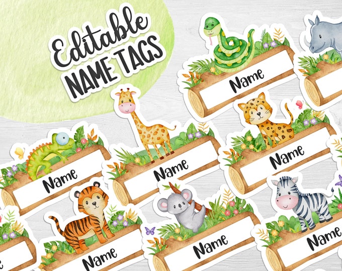 Editable Jungle Classroom Labels | Wild Animals - Etsy