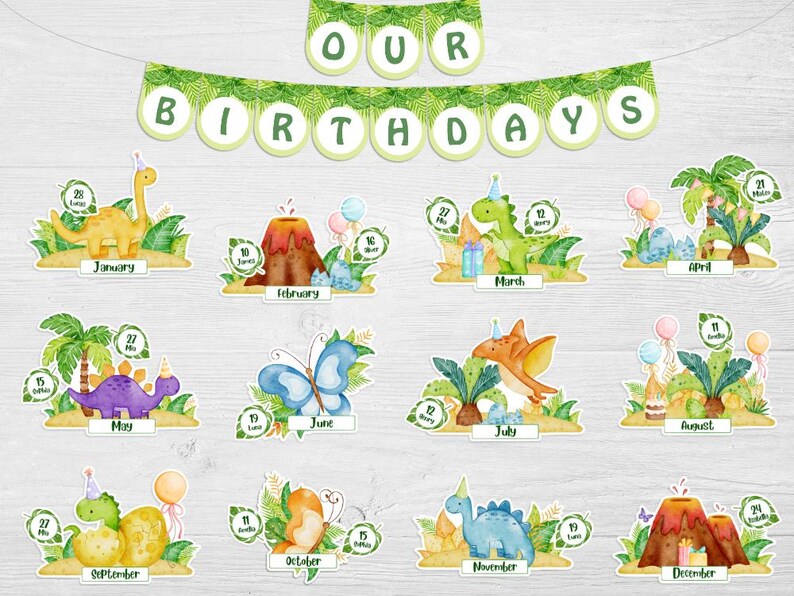 Dinosaur Classroom Birthday Display | Birthday Bunting - Etsy