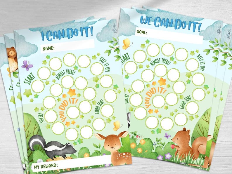 Woodland Animal Reward Charts | A4 and Letter Size - Etsy