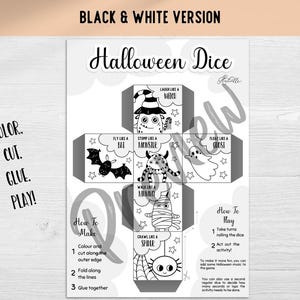 Printable Halloween Movement Dice | Craft and Activity - Etsy