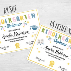 Editable Kindergarten Graduation Diploma - Etsy