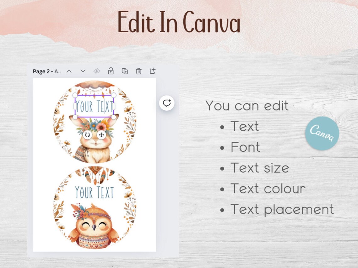 Editable Classroom Name Tags | Boho Woodland Animals - Etsy