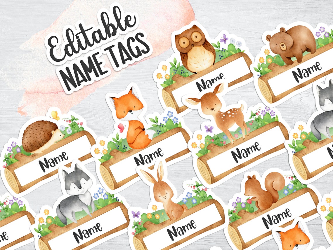 Editable Classroom Labels | Woodland Animals - Etsy