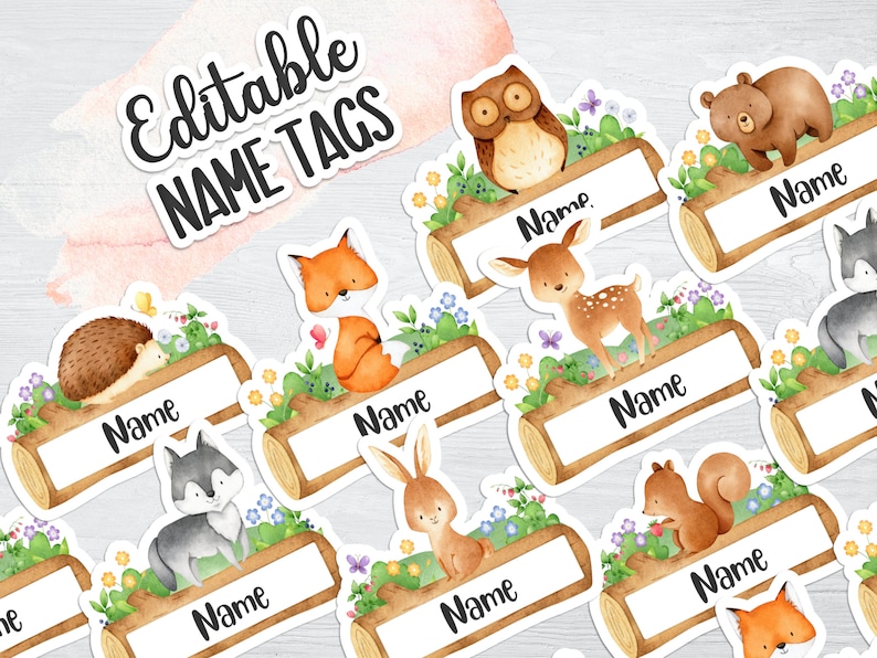 Editable Classroom Labels | Woodland Animals - Etsy