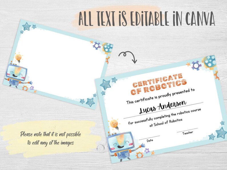 Editable Certificate of Robotics - Etsy