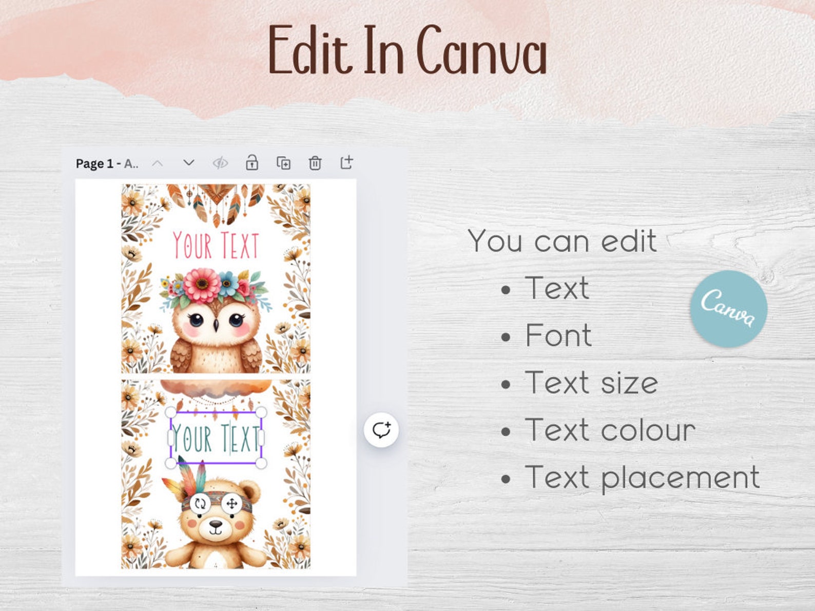 Editable Square Classroom Labels | Boho Woodland Animals - Etsy