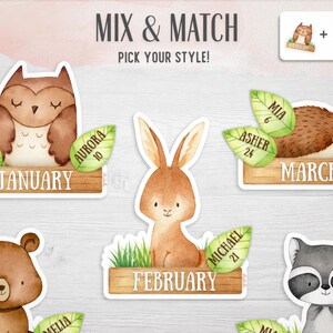 Editable Woodland Animal Classroom Birthday Display | Canva Template ...