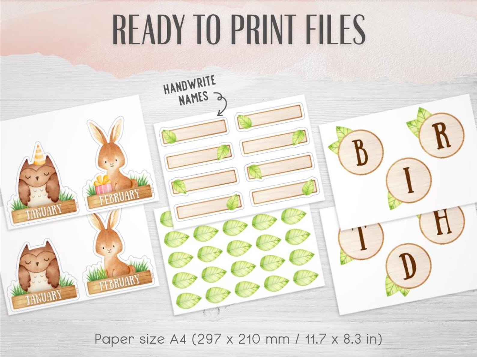 Editable Woodland Animal Classroom Birthday Display | Canva Template ...