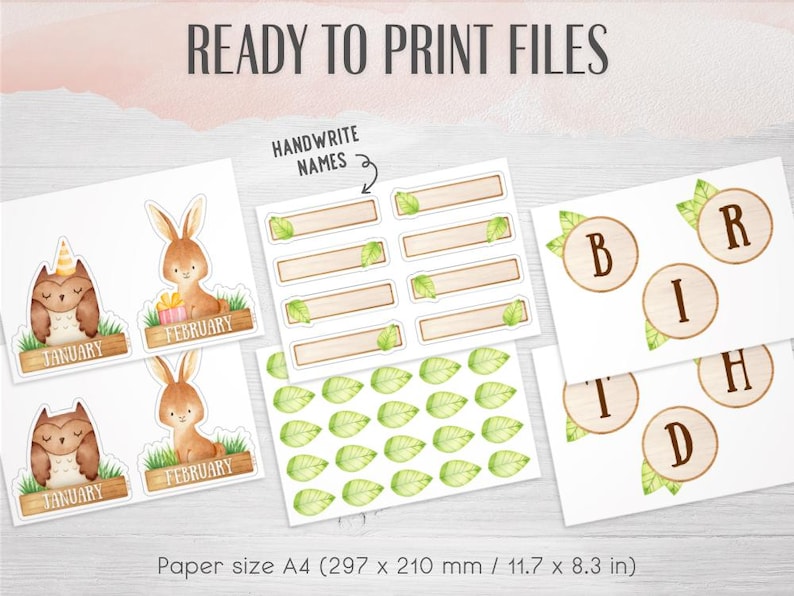 Editable Woodland Animal Classroom Birthday Display | Canva Template ...