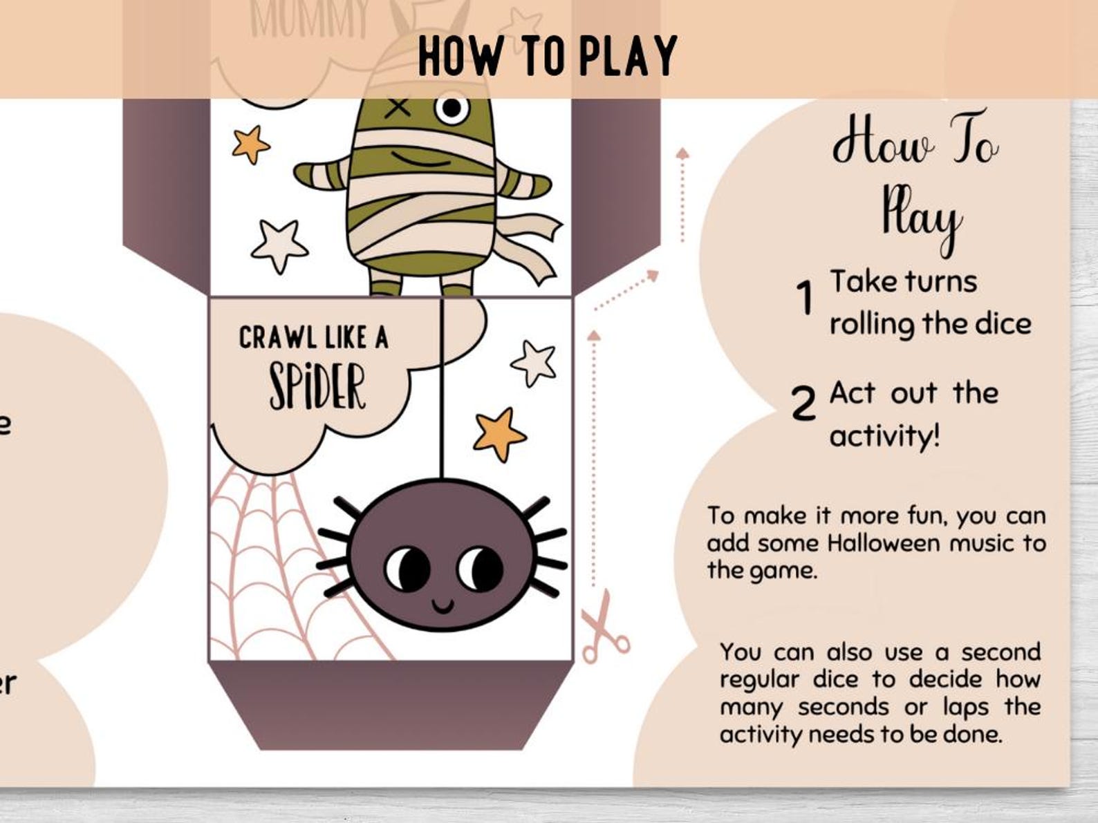 Printable Halloween Movement Dice | Craft and Activity - Etsy