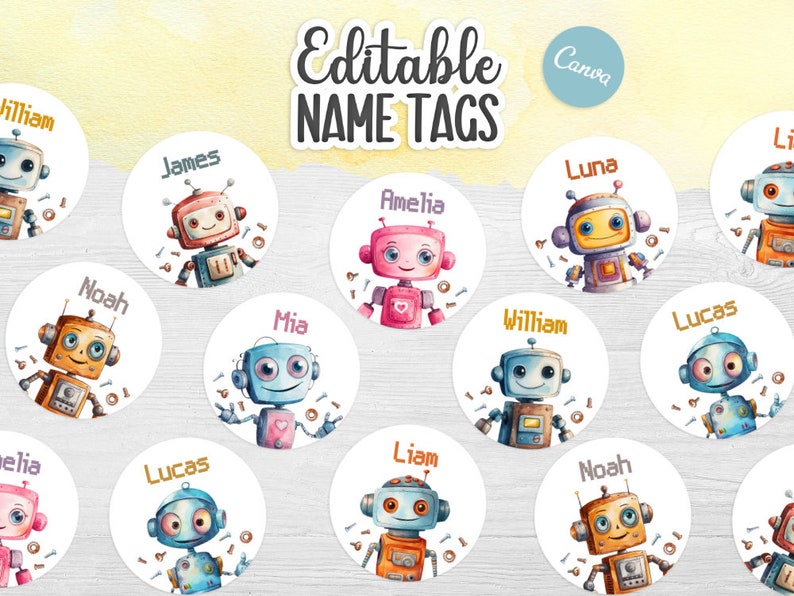 Editable Classroom Labels Robots and Bolts - Etsy