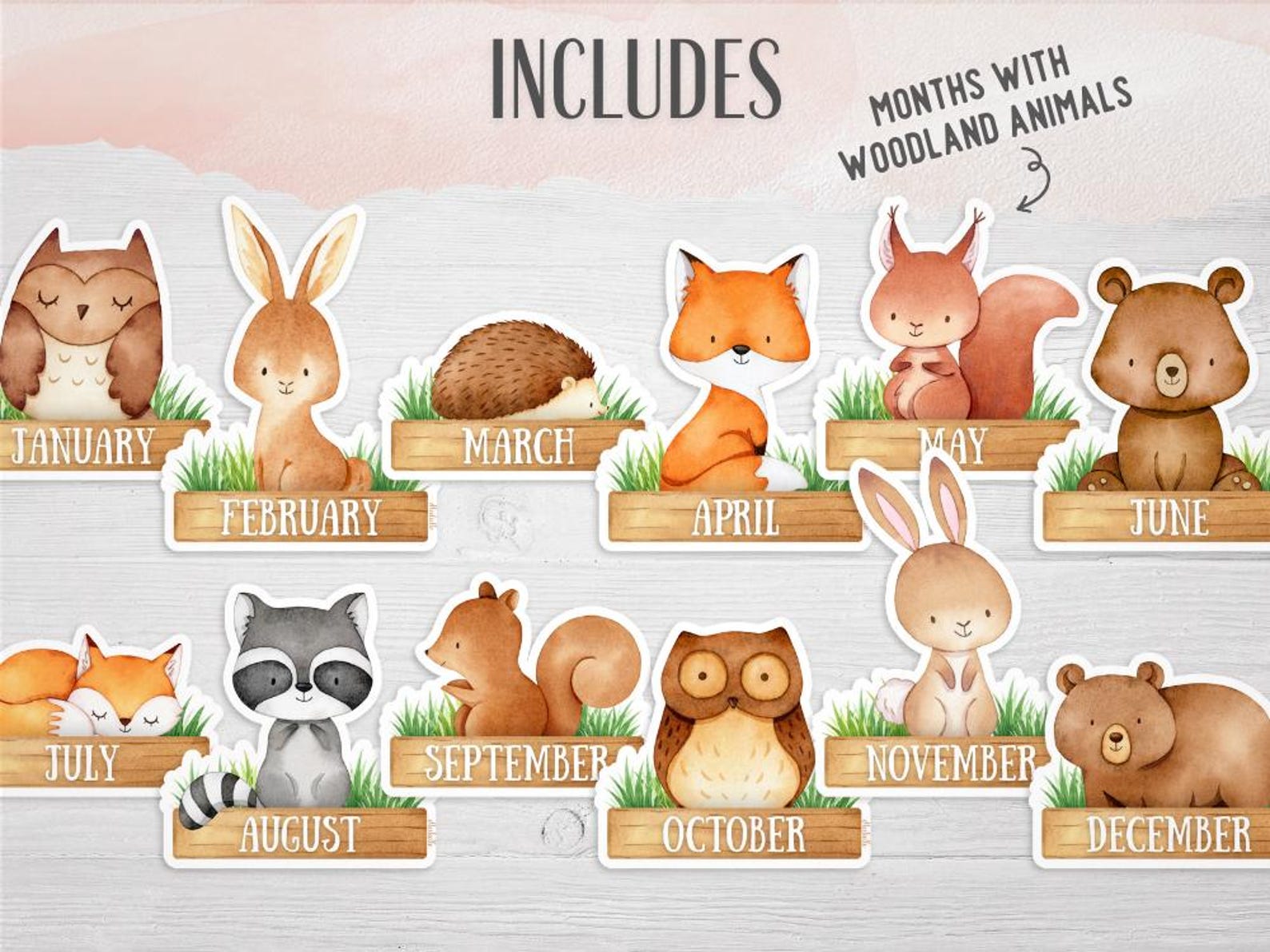 Editable Woodland Animal Classroom Birthday Display | Canva Template ...