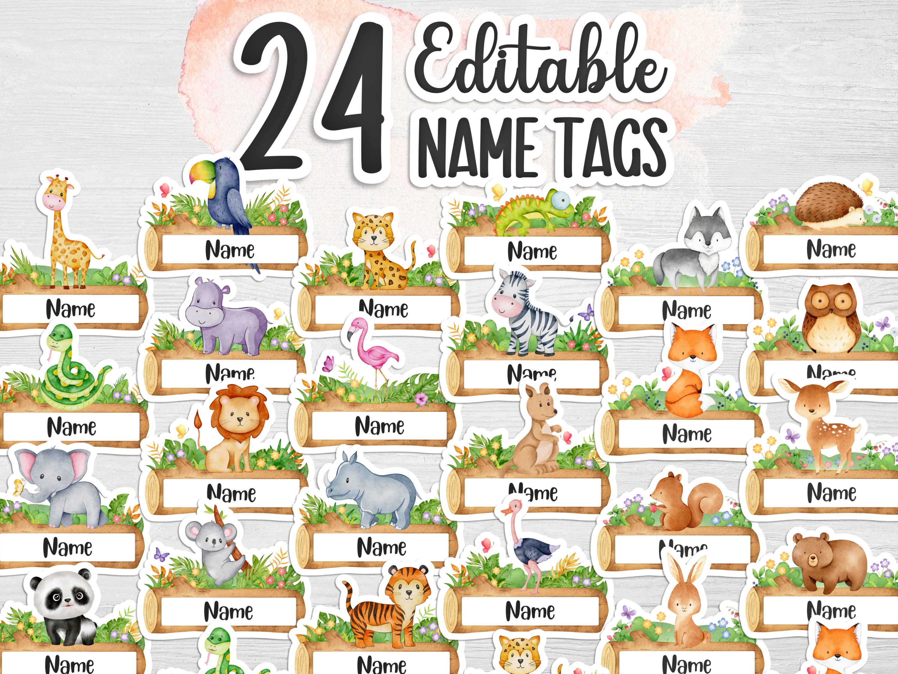 24 Editable Animal Classroom Labels - Etsy
