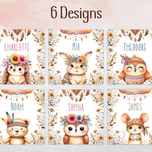 Editable Square Classroom Labels | Boho Woodland Animals - Etsy