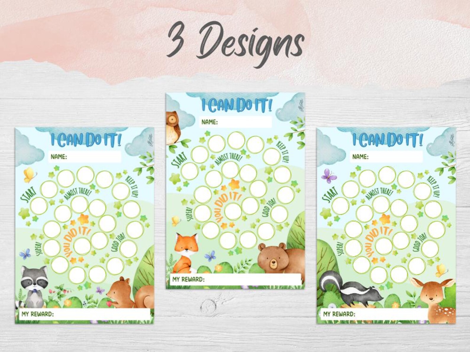 Woodland Animal Reward Charts | A4 and Letter Size - Etsy