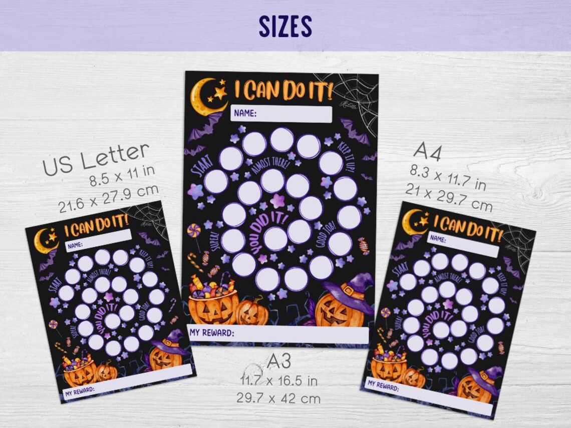 Halloween Reward Chart A3, A4 and Letter Size - Etsy