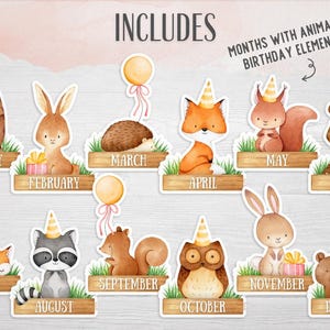 Editable Woodland Animal Classroom Birthday Display | Canva Template ...