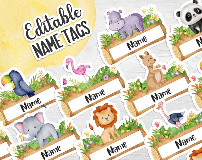 Editable Classroom Labels | Wild Animals & Birds - Etsy