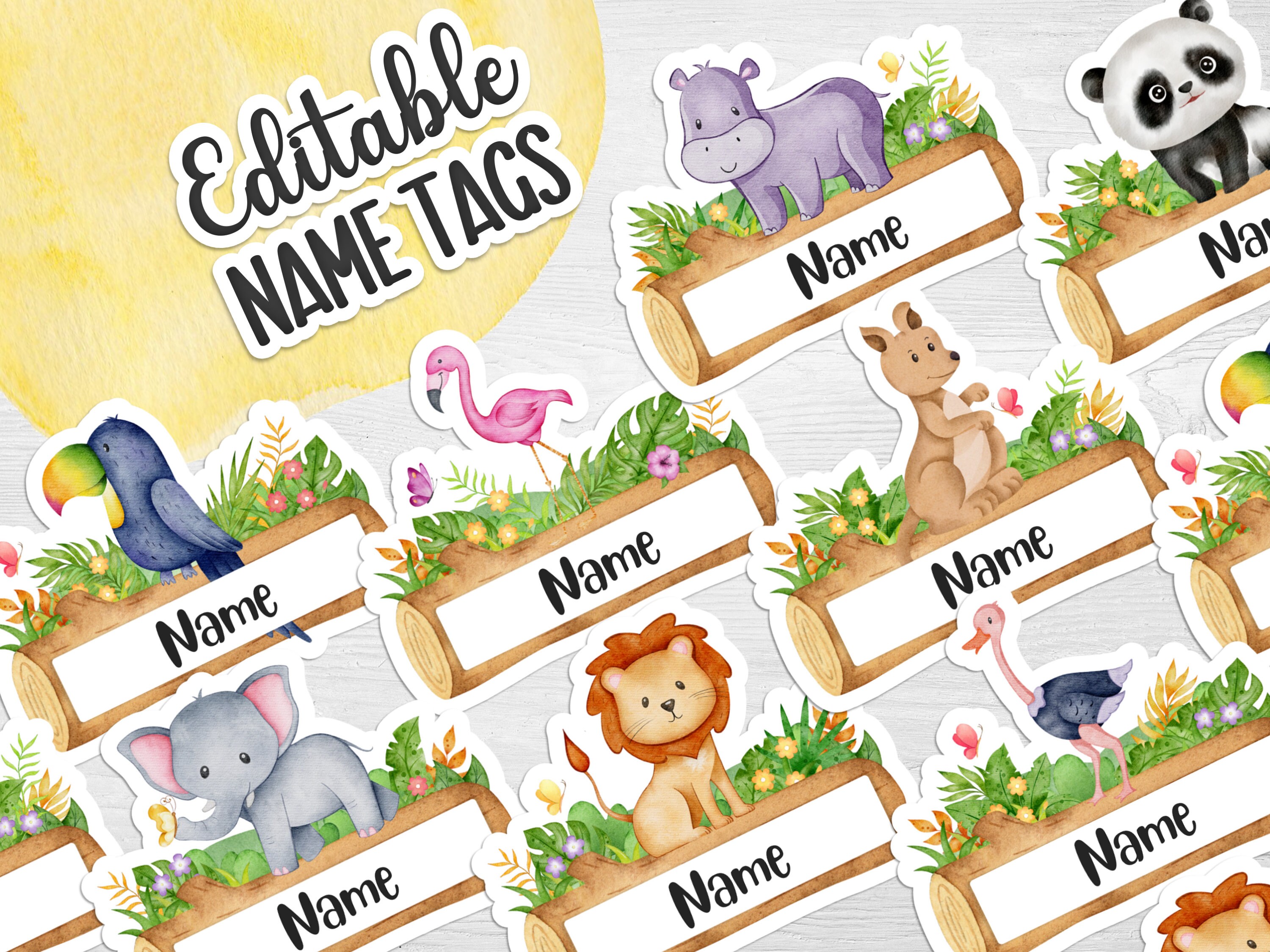 Editable Classroom Labels | Wild Animals & Birds - Etsy