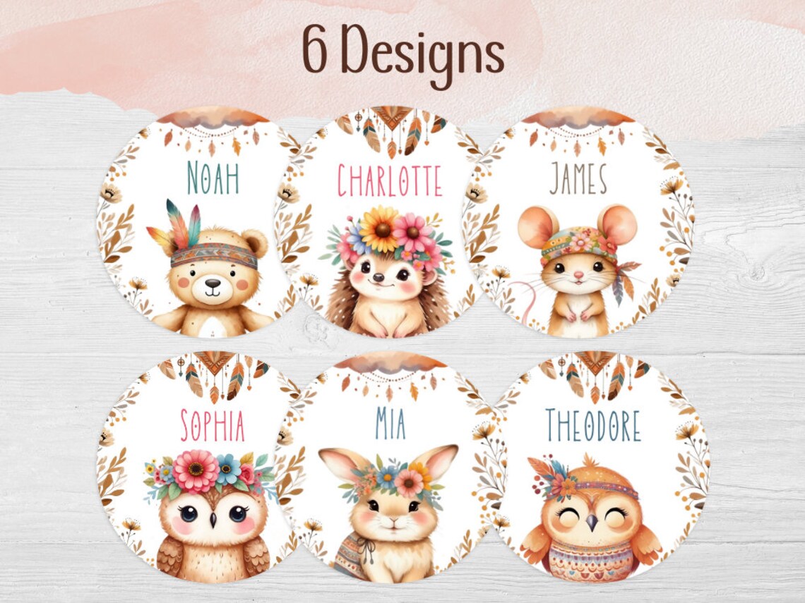 Editable Classroom Name Tags | Boho Woodland Animals - Etsy