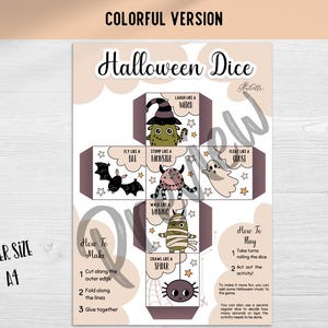 Printable Halloween Movement Dice | Craft and Activity - Etsy