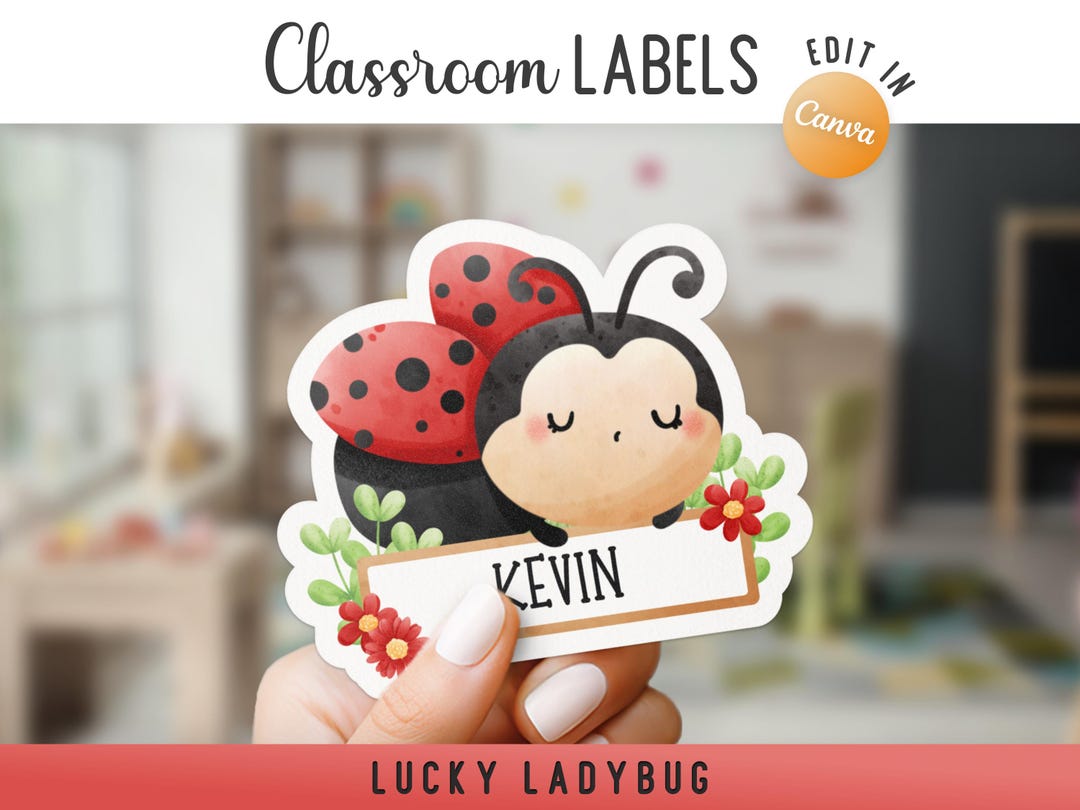 Editable Classroom Labels | Lucky Ladybug Name Tags - Etsy