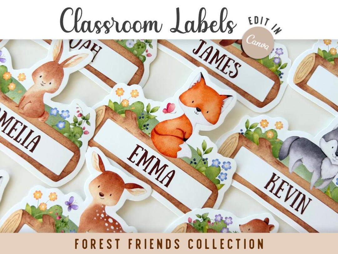 Editable Classroom Labels | Woodland Animals - Etsy