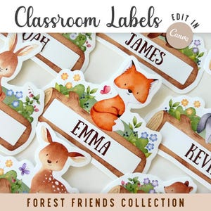 Editable Classroom Labels | Woodland Animals - Etsy
