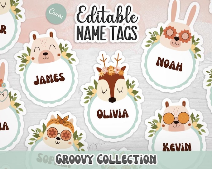 Retro Pastel Name Tags | Classroom Labels | Editable - Etsy Canada