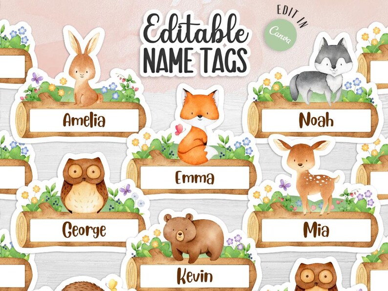 Editable Classroom Labels | Woodland Animals - Etsy