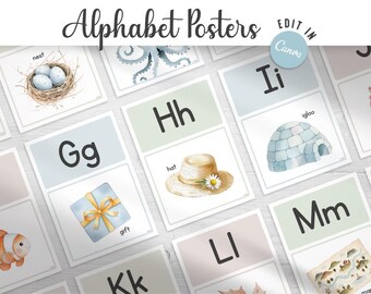 Editable Classroom Alphabet Posters | Calm Colors - Etsy