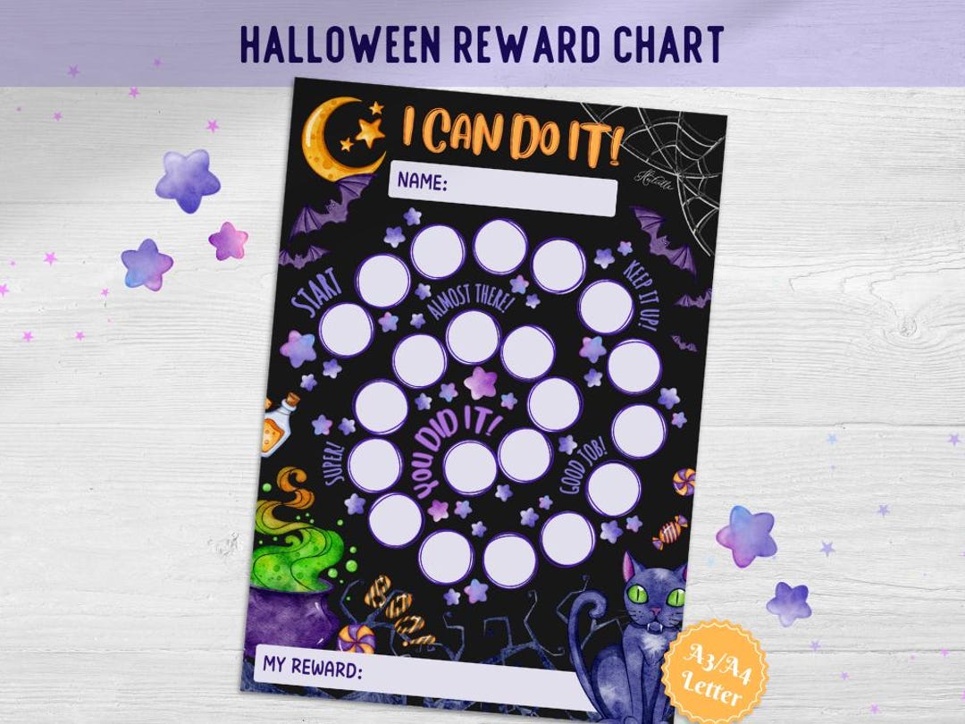 Halloween Reward Chart Black Cat A3, A4 and Letter Size - Etsy