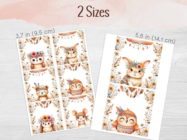 Editable Square Classroom Labels | Boho Woodland Animals - Etsy
