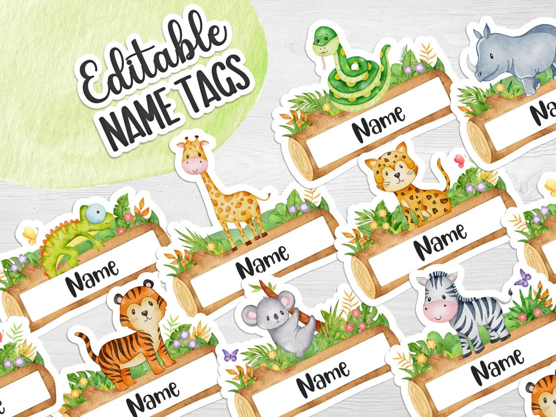 Editable Jungle Classroom Labels | Wild Animals - Etsy