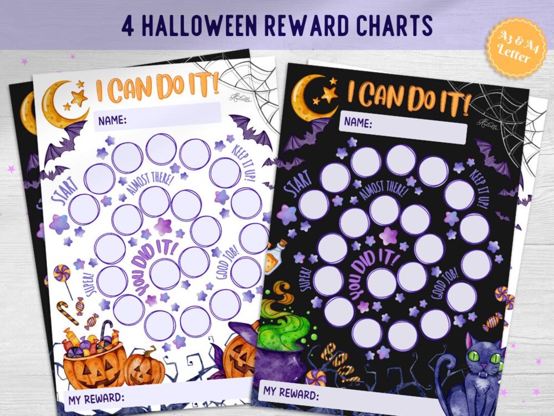 4 Halloween Reward Charts | A3, A4 and Letter Size - Etsy