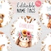 Editable Classroom Name Tags | Boho Woodland Animals - Etsy