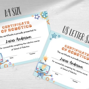 Editable Certificate of Robotics - Etsy