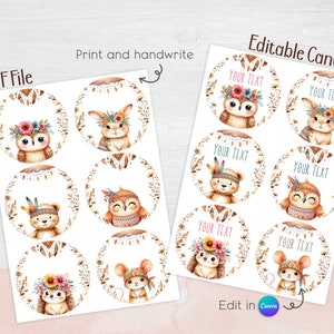 Editable Classroom Name Tags | Boho Woodland Animals - Etsy