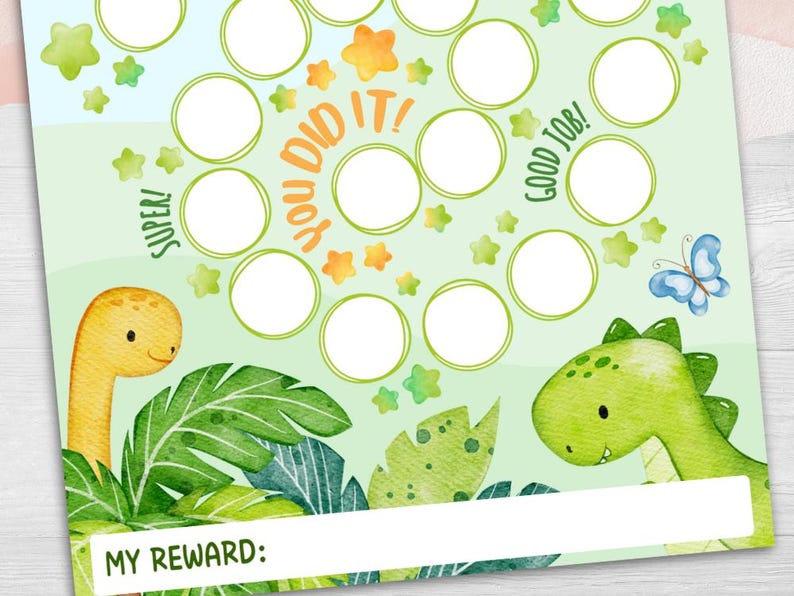 Dinosaur Reward Chart | A4 and Letter Size - Etsy