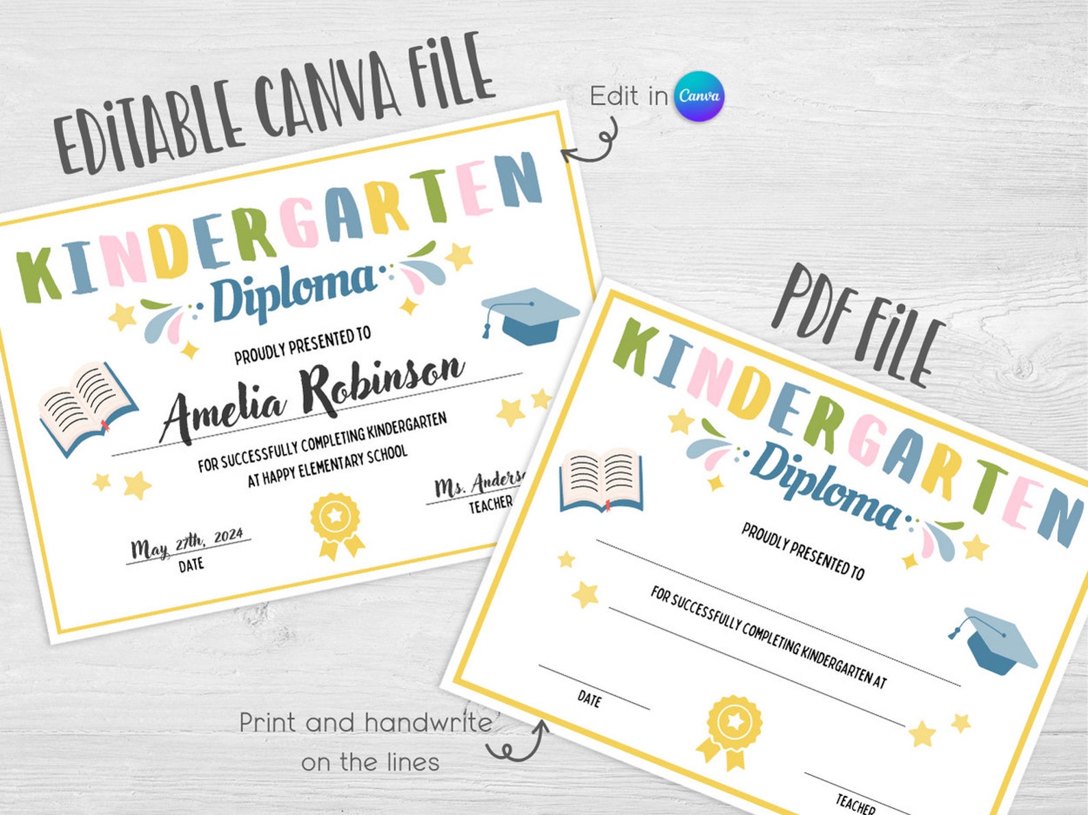 Editable Kindergarten Graduation Diploma - Etsy