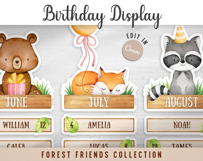 Woodland Birthday Bulletin Board Kit || Birthday Display Bulletin ...