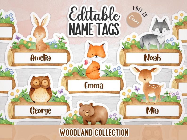 Editable Classroom Labels | Woodland Animals - Etsy