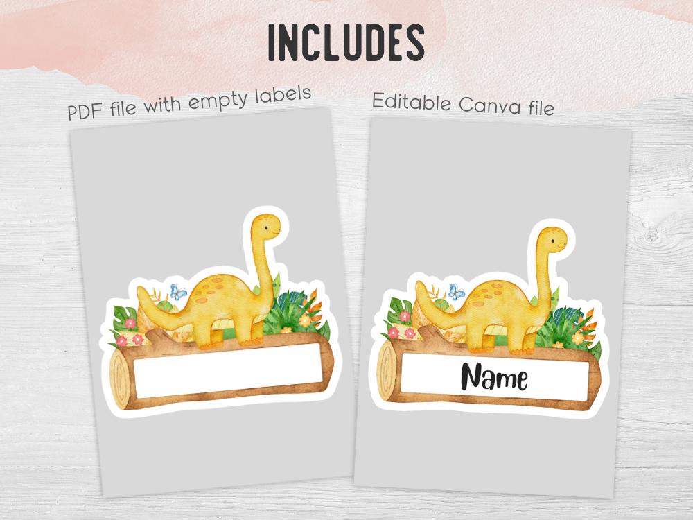 Editable Classroom Labels | Dinosaur Name Tags - Etsy
