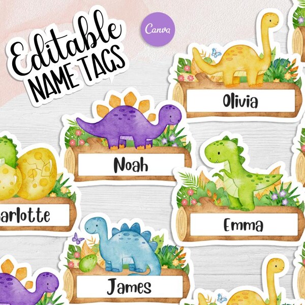 Dinosaur Name Tags - Etsy