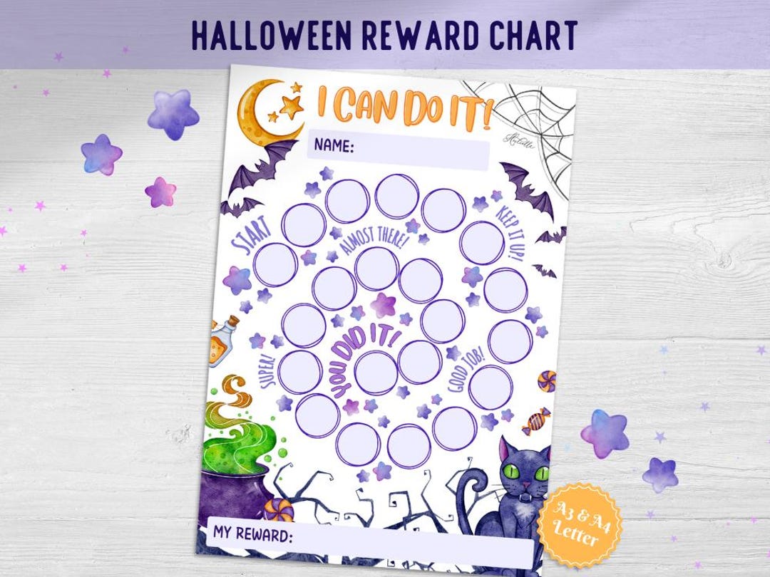 Halloween Reward Chart Black Cat A3, A4 and Letter Size - Etsy