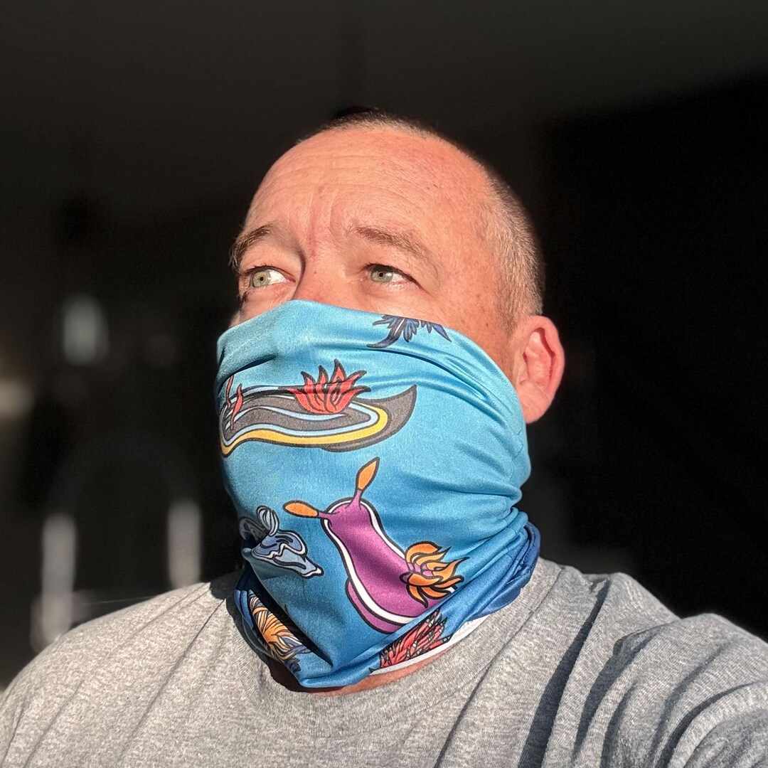 Neck Gaiter, Buff, Headband, SCUBA Head and Neck Cover With Nudibranch ...