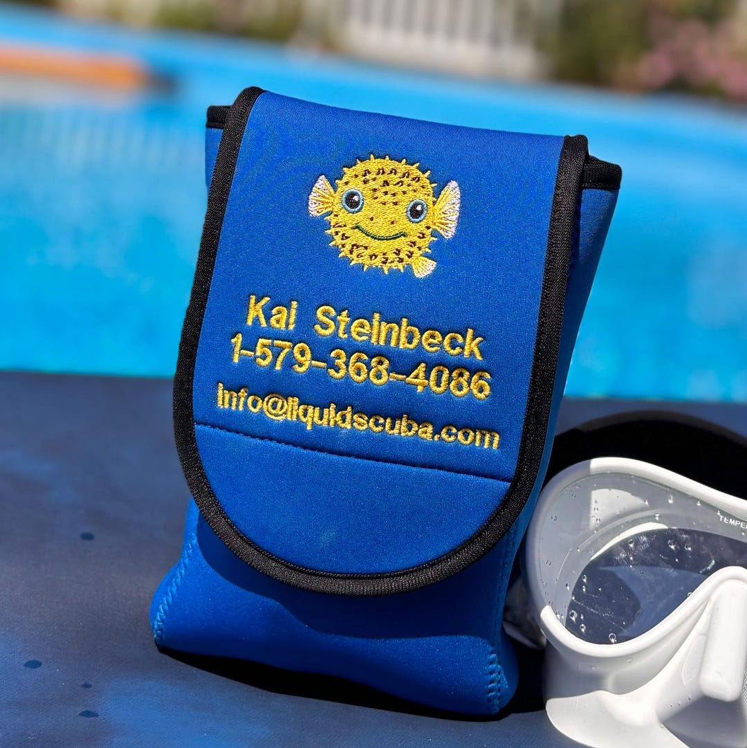 Personalized Scuba Mask Bag: Pufferfish Embroidery, Neoprene Dive Case ...