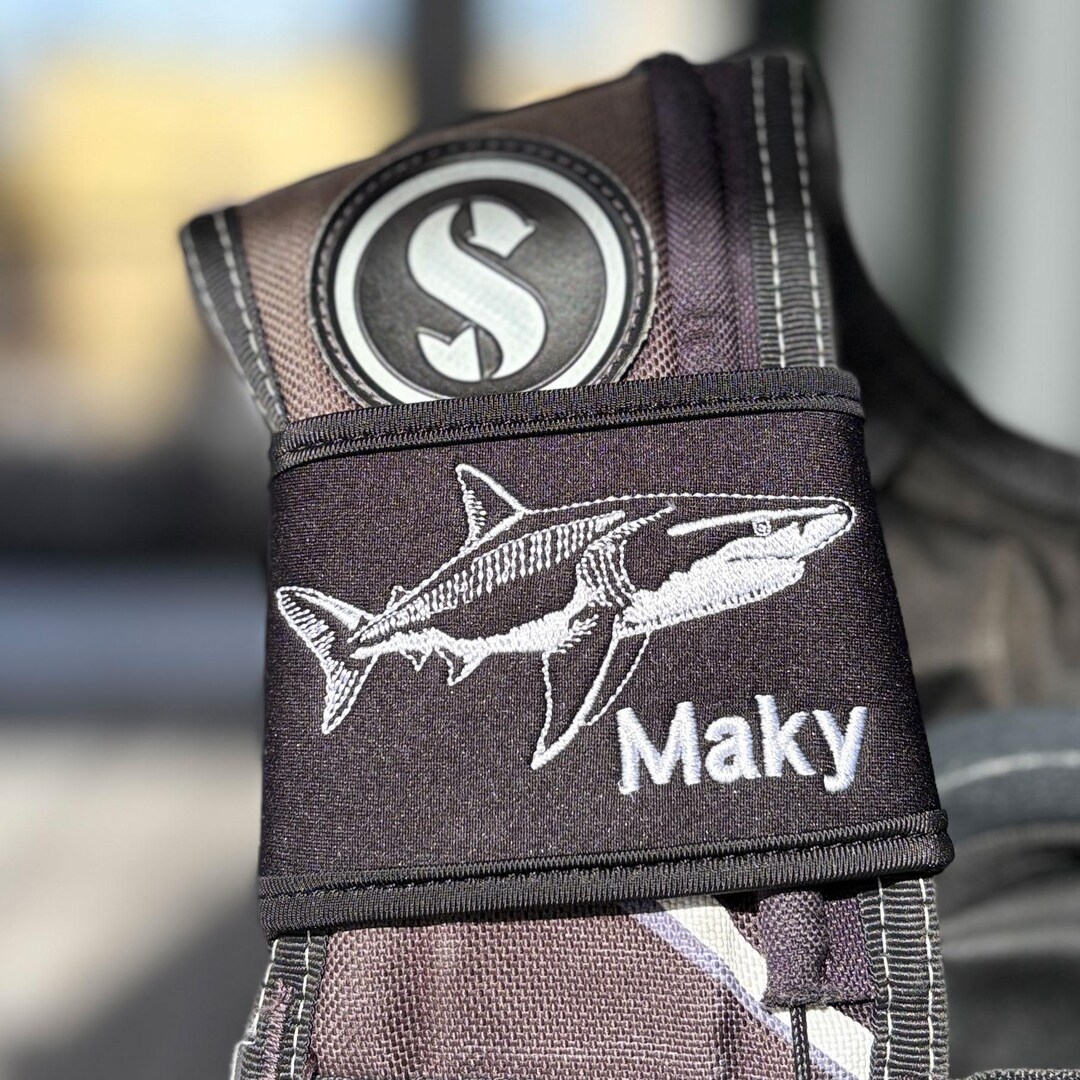 Personalized Buoyancy Control Device Name Tag With a Great White Shark ...