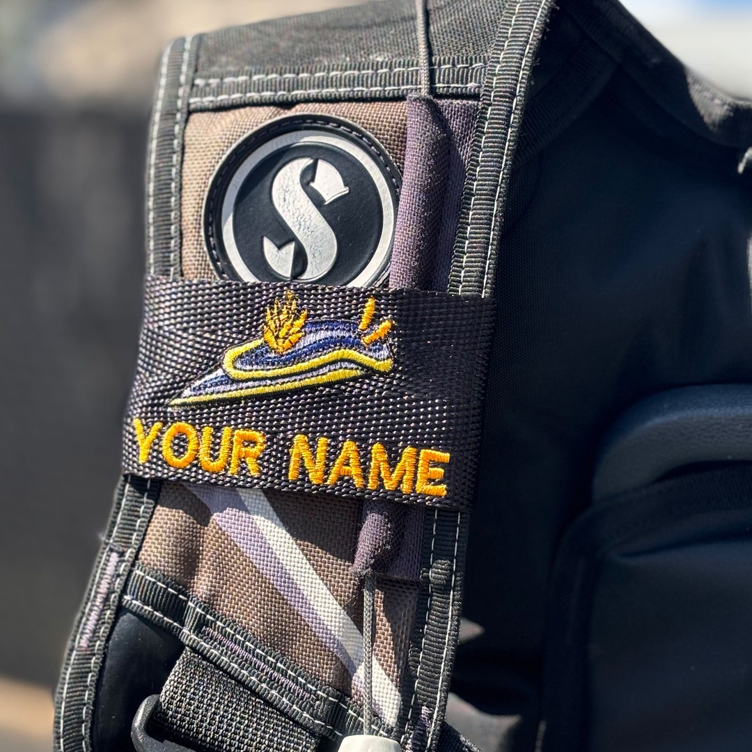 Personalised Nudibranch BCD Name Strap | Custom Made With Your Name or ...