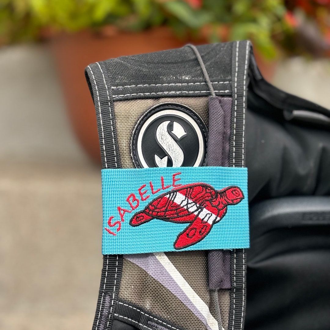 Personalized Sea Turtle Dive Flag BCD Name Strap Custom Made With Your ...
